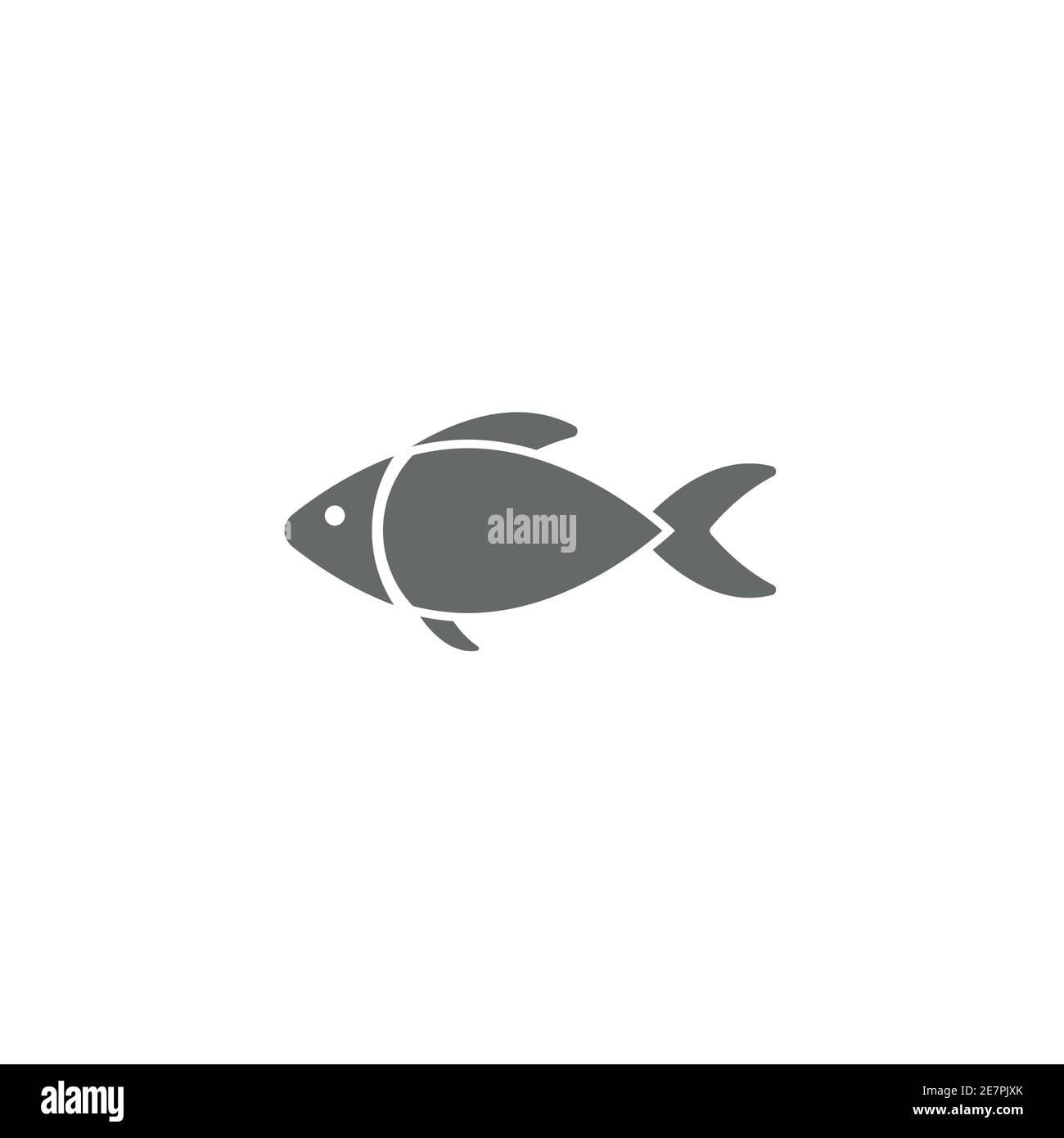 Black fish flat icon isolated on white. Vector illustration. fishery ...