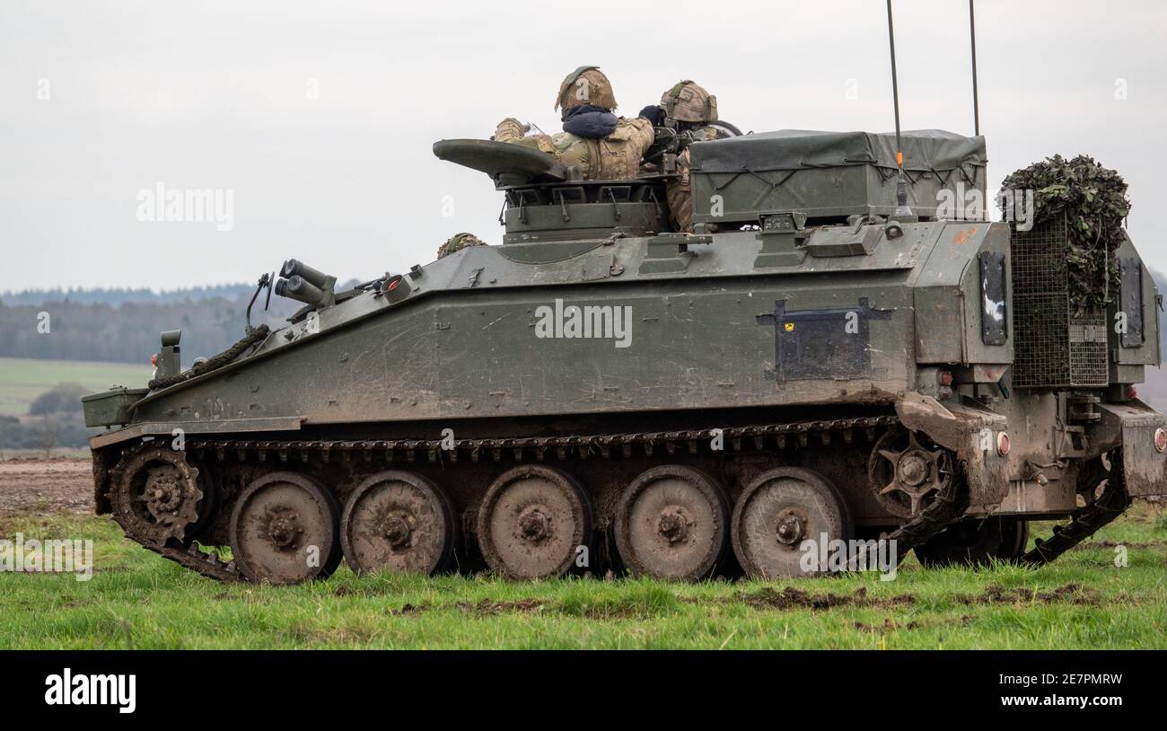 british army Scimitar light armored vehicle on maneuvers and ...