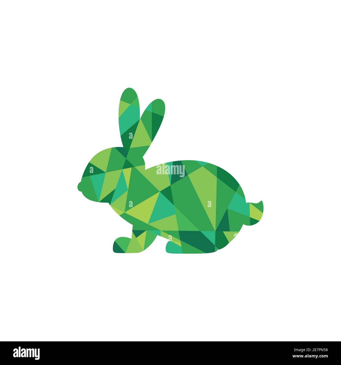 Vector icon with green rabbit in simple faceted design style. Geometry ...