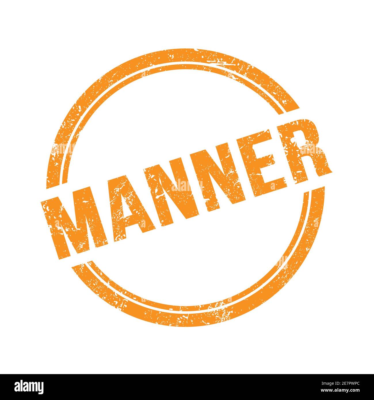 MANNER text written on orange grungy vintage round stamp Stock Photo ...