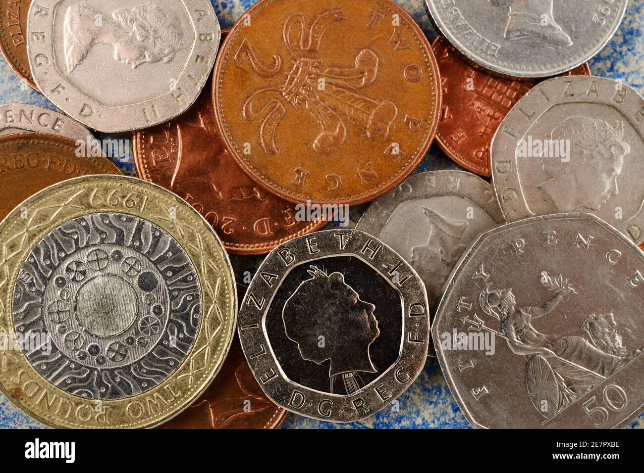 a lot of british coins of different denominations Stock Photo - Alamy