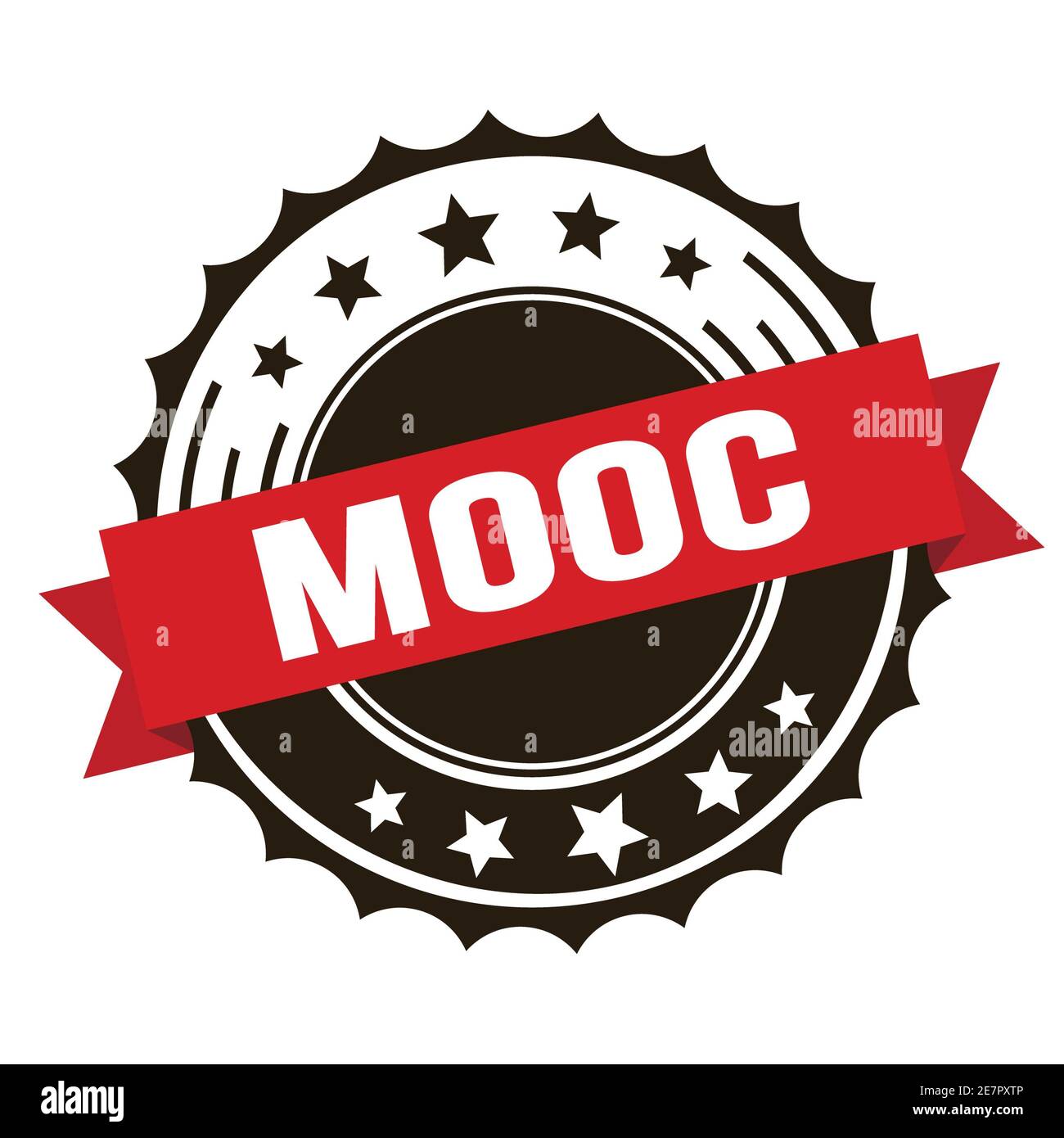 MOOC text on red brown ribbon badge stamp Stock Photo - Alamy