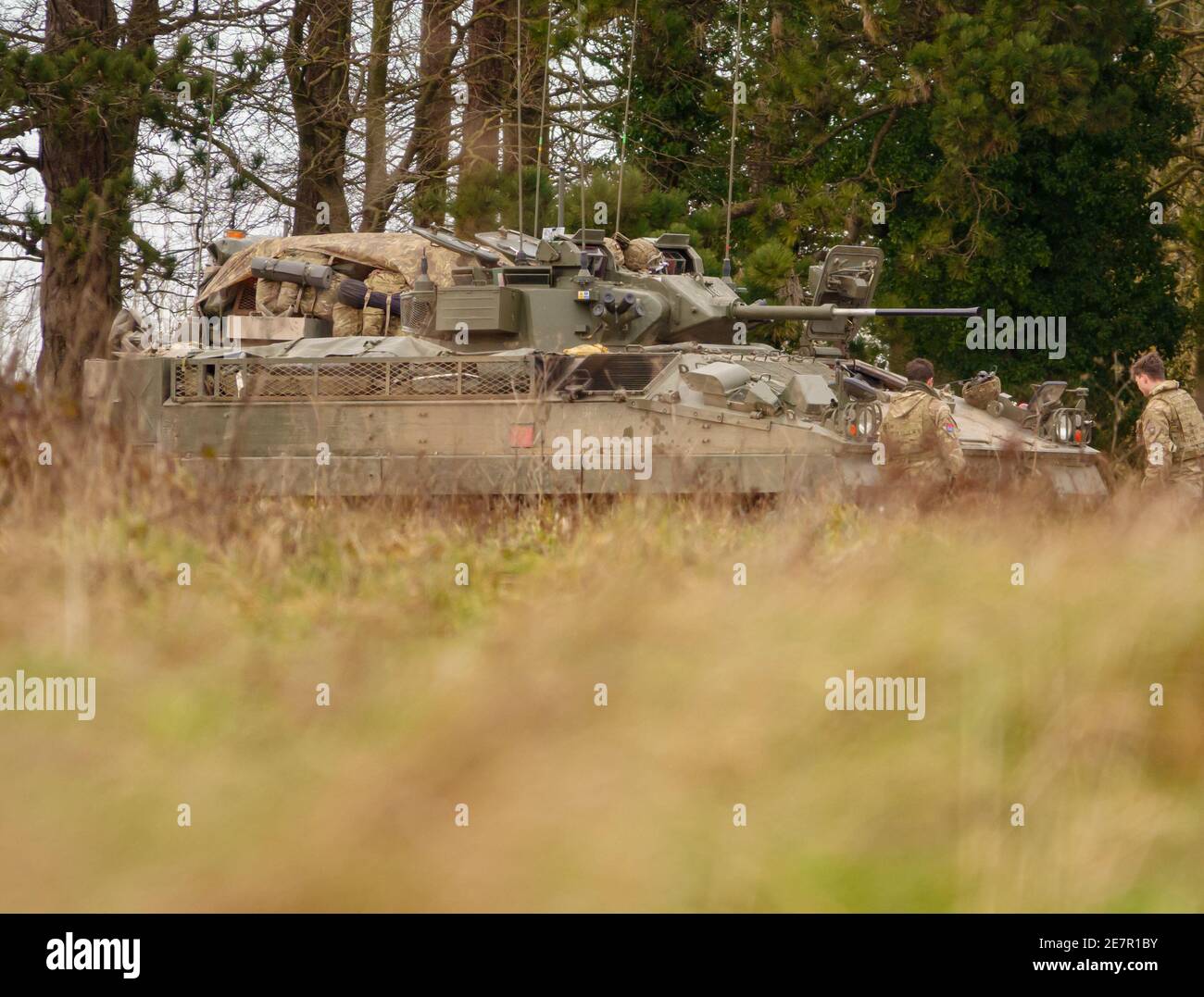 british army warrior tank and FV430 armoured vehicles on manoeuvers in ...