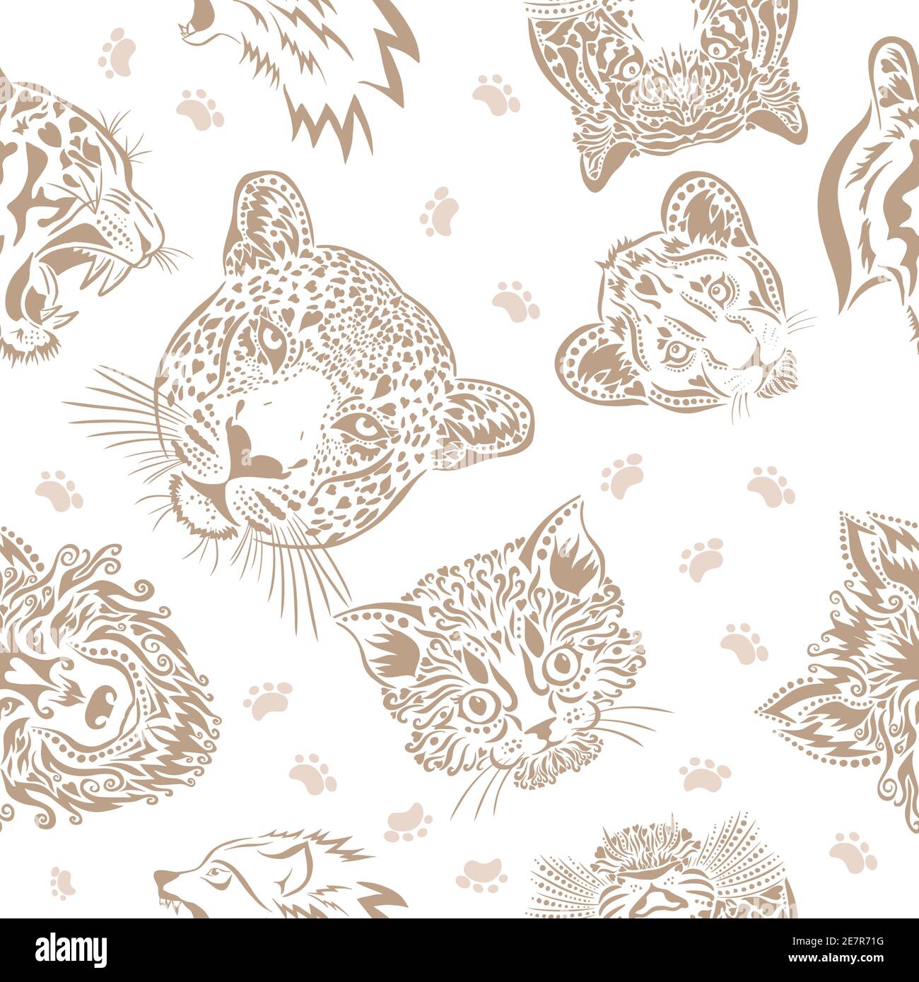 seamless leopard face pattern vector illustration Stock Vector Image ...