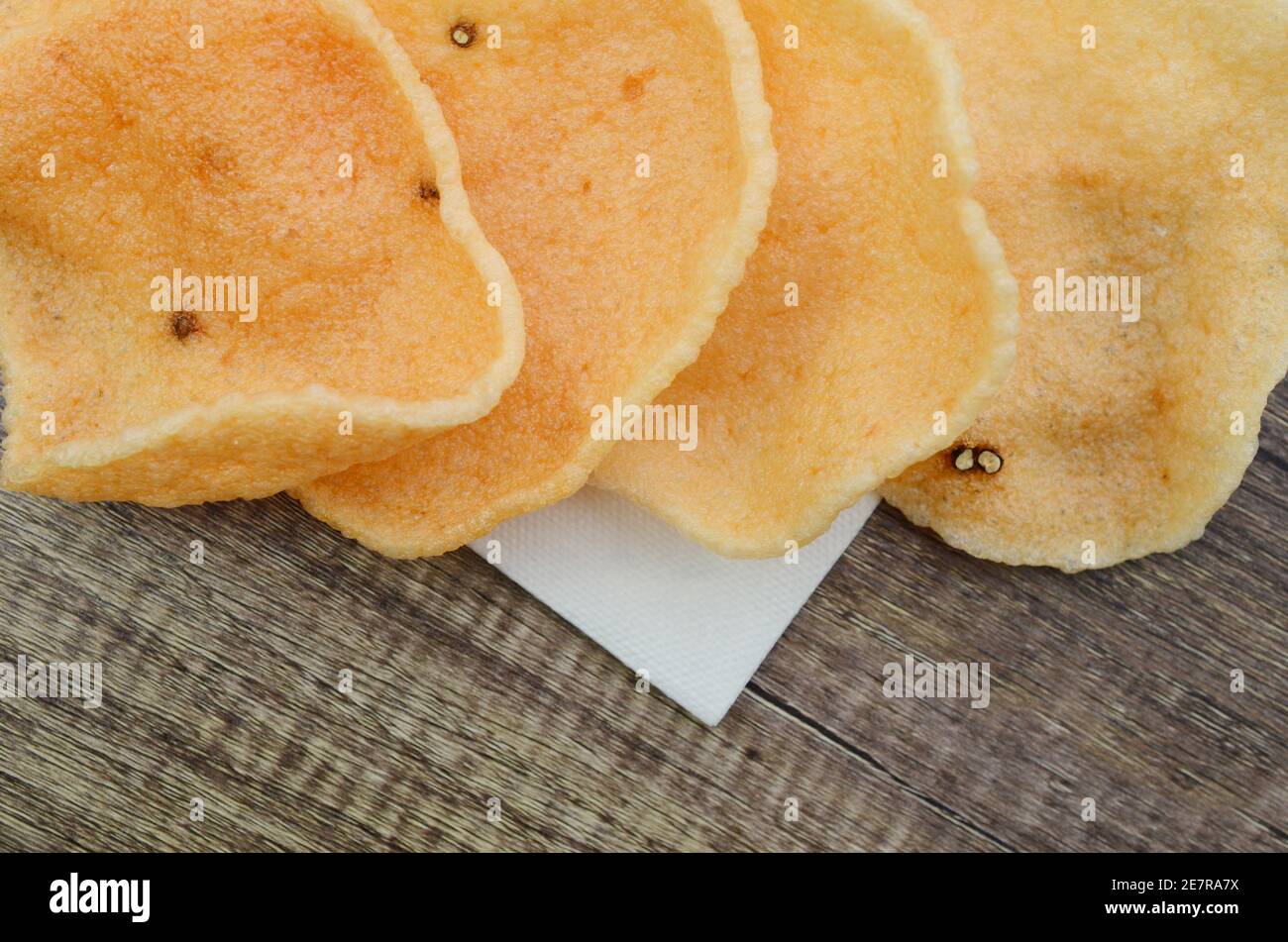 prawn rice crackers stacking background Stock Photo - Alamy