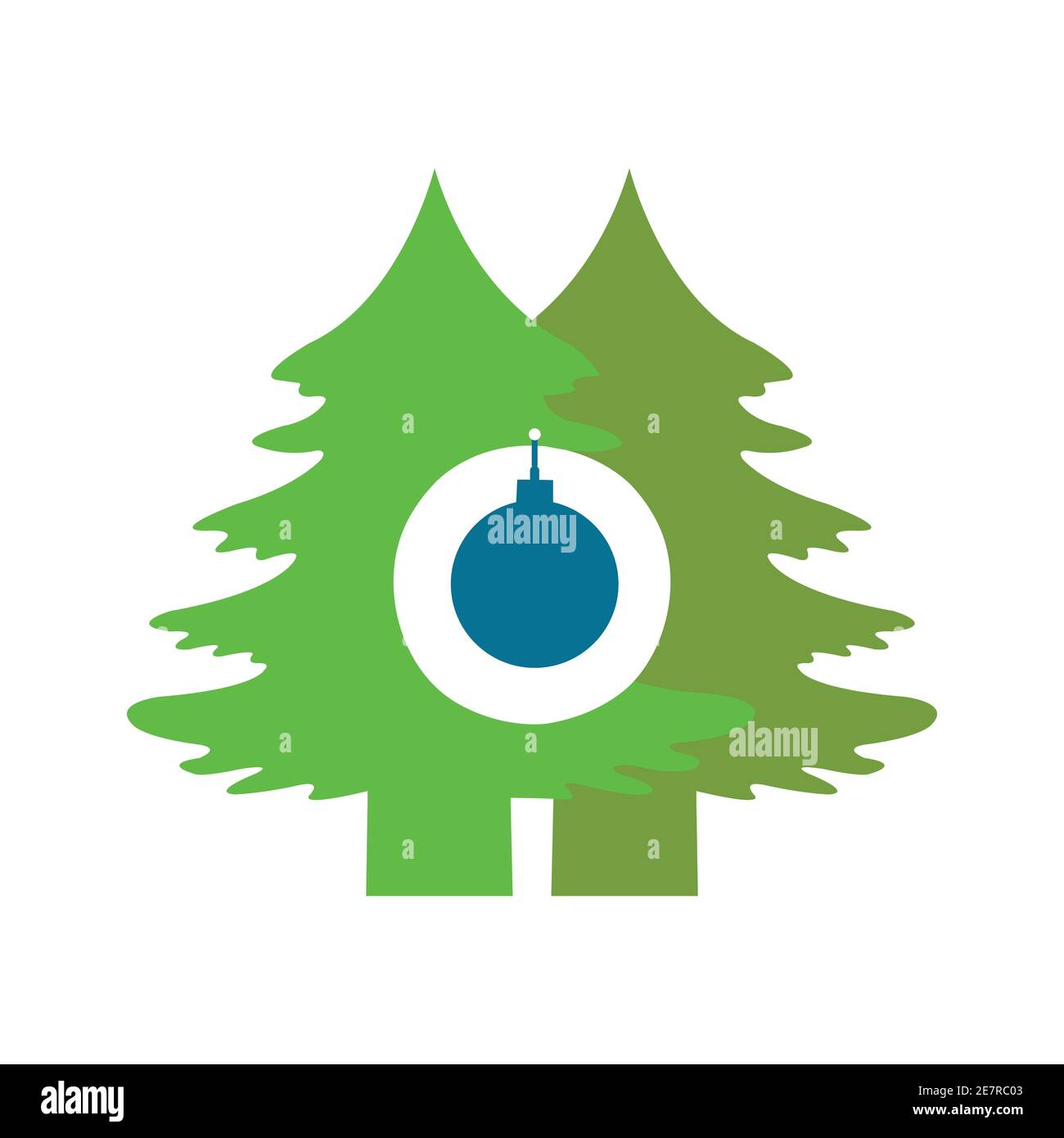 Two Fir Trees With a Single Ornament Between Stock Vector Image & Art ...