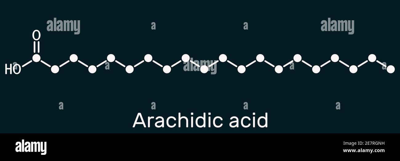 Arachidic acid, eicosanoic, icosanoic acid molecule. It is saturated ...