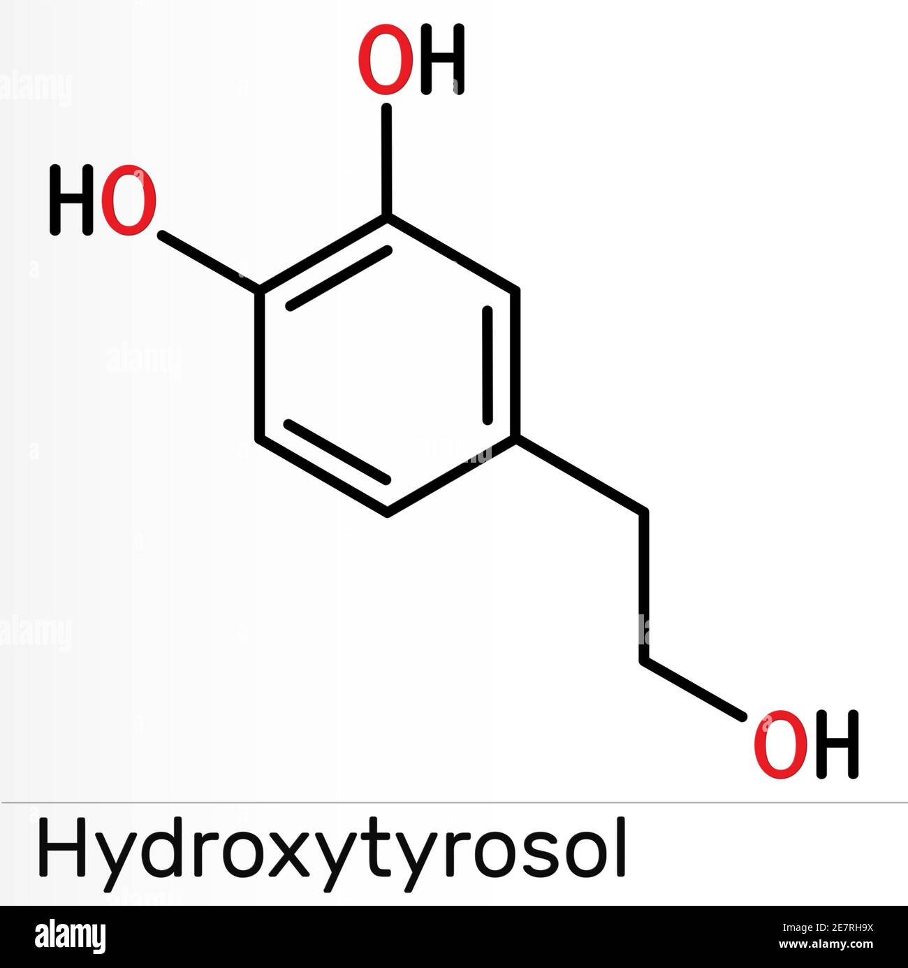 Hydroxytyrosol molecule. It is catechol, phenolic phytochemical ...