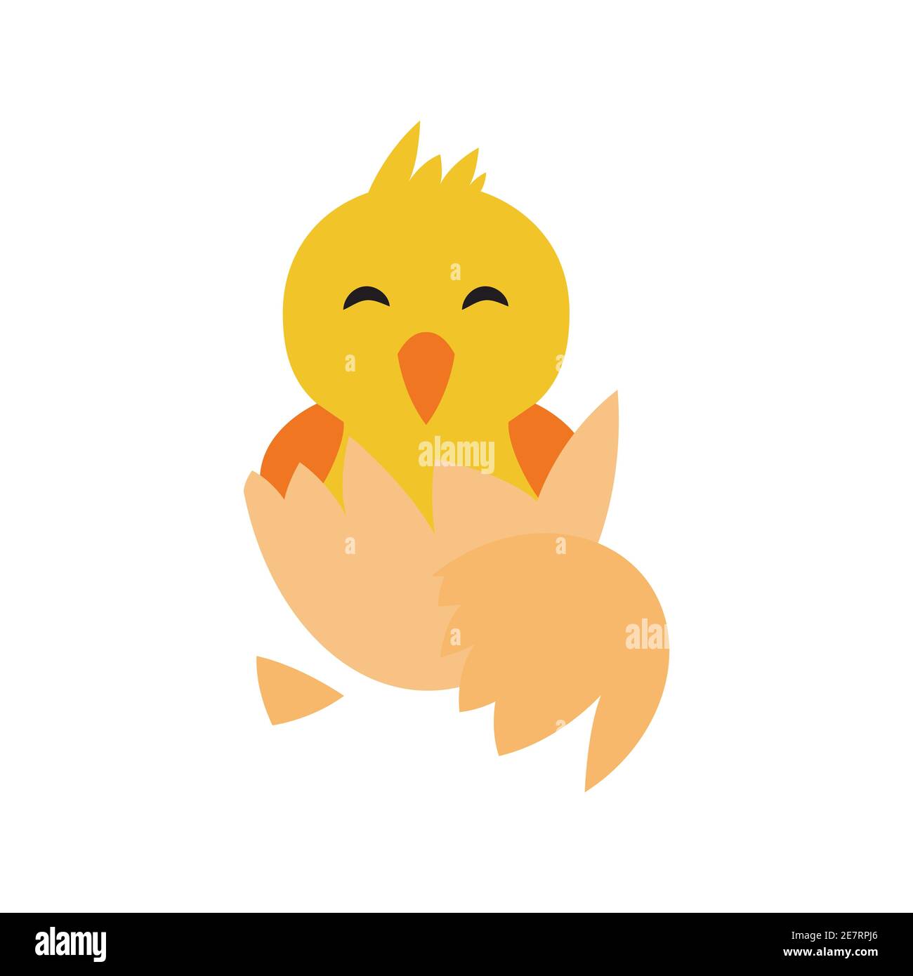 Funny yellow chicken. Vector illustration on white isolated background ...