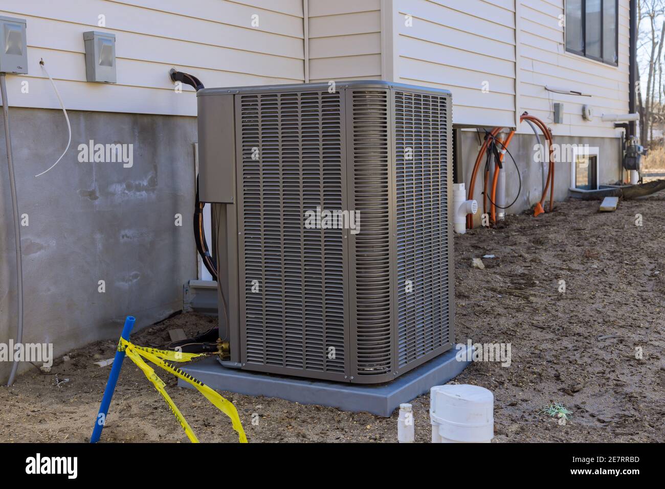 Air conditioning technician servicing of install new air conditioner ...