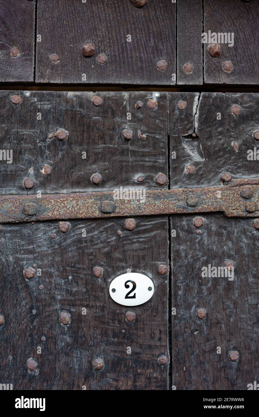 Detail of a half-timbered building in Ludlow, an historic market town ...