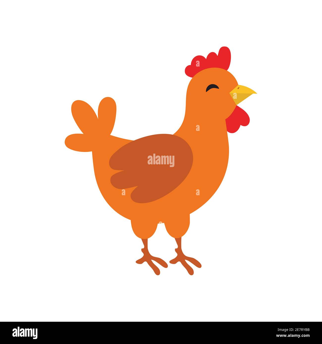 Funny cartoon red hen, vector illustration isolated on white background ...