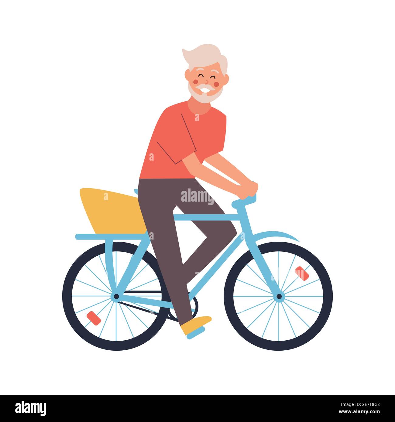 Grandfather character ride bike. Vector flat cartoon illustration Stock ...