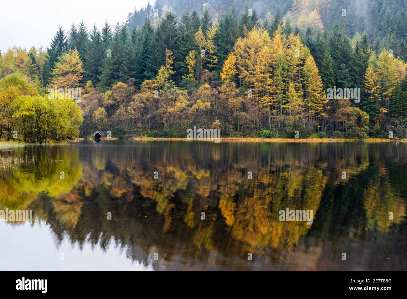 Boathouse on Loch Chon in the Trossachs, Scotland, UK Stock Photo - Alamy