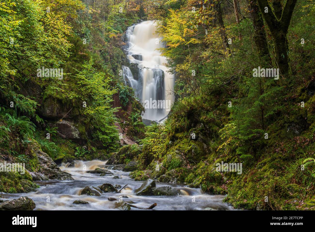 Waterfall on the Allt a’Mhangam burn near the Lodge Forest Visitors ...