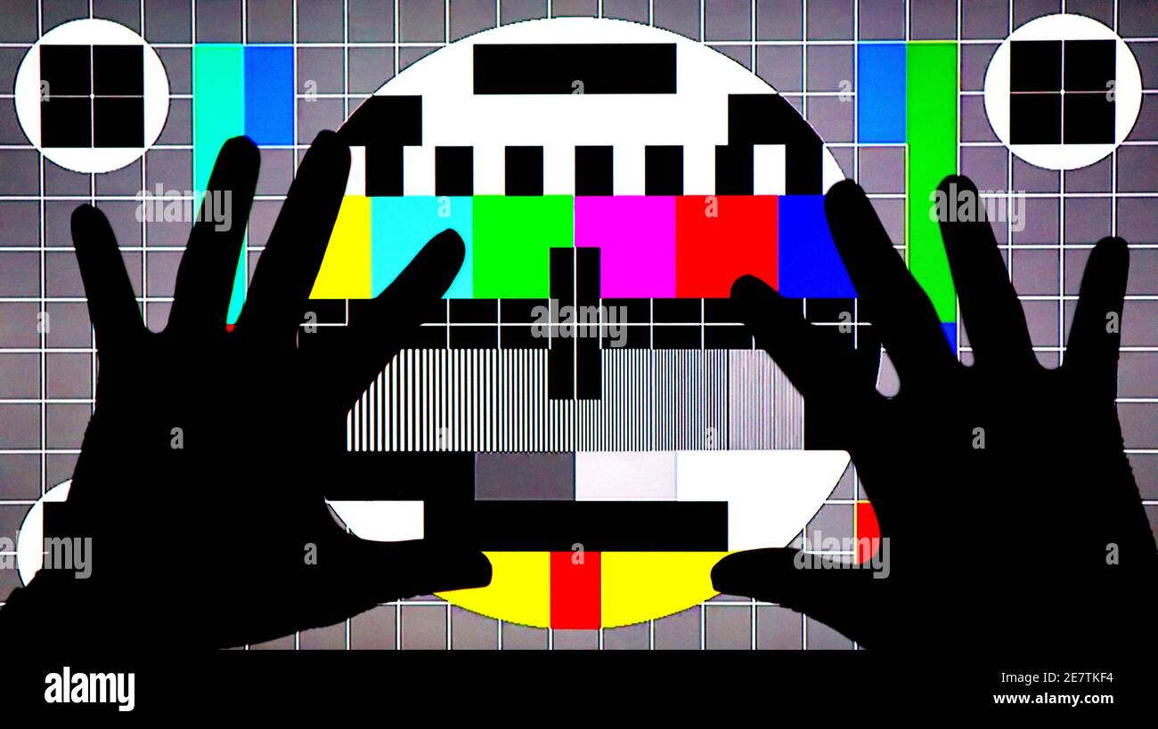 TV Test Pattern generated by a Monoscope, TV Static Noise Glitch Effect ...