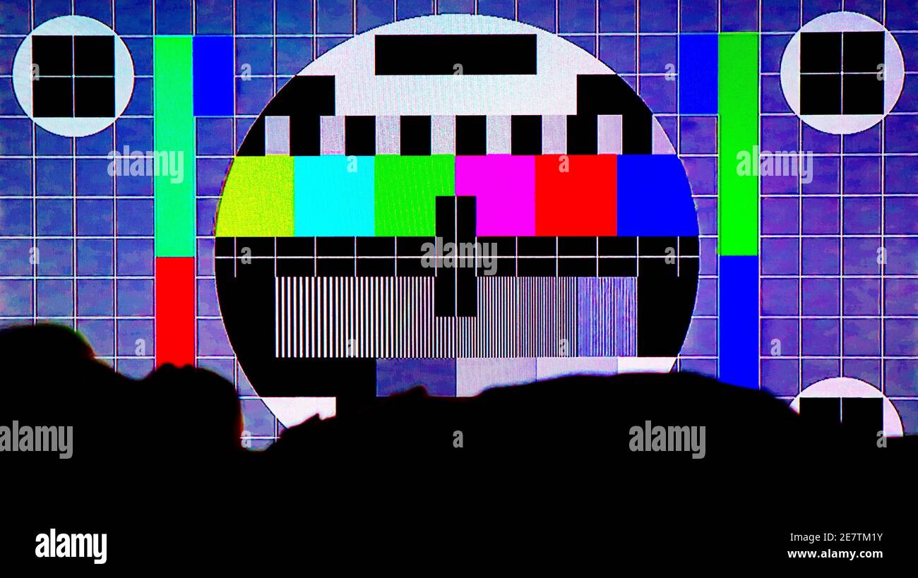 TV Test Pattern generated by a Monoscope, TV Static Noise Glitch Effect ...