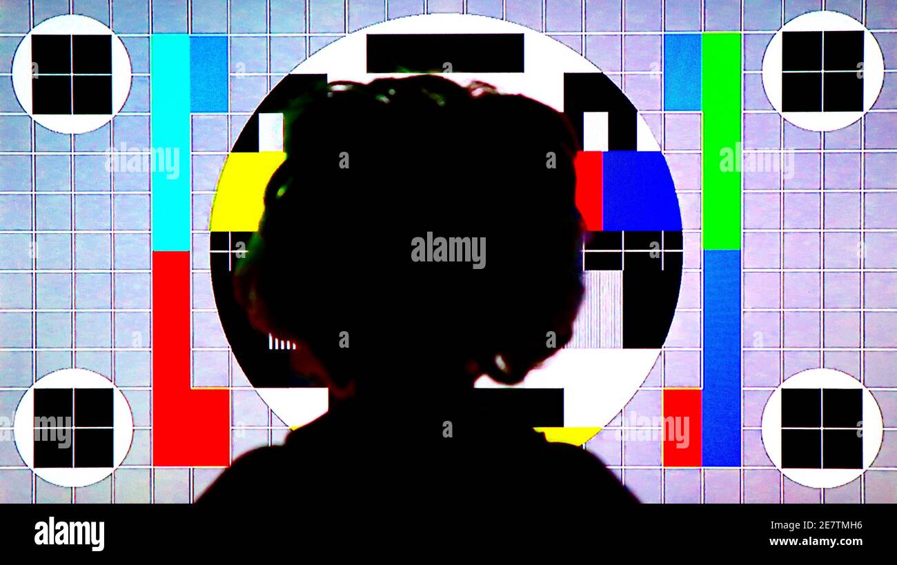 TV Test Pattern generated by a Monoscope, TV Static Noise Glitch Effect ...