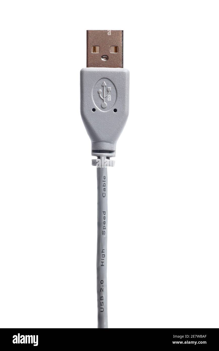 Gray USB cable isolated on white background Stock Photo - Alamy