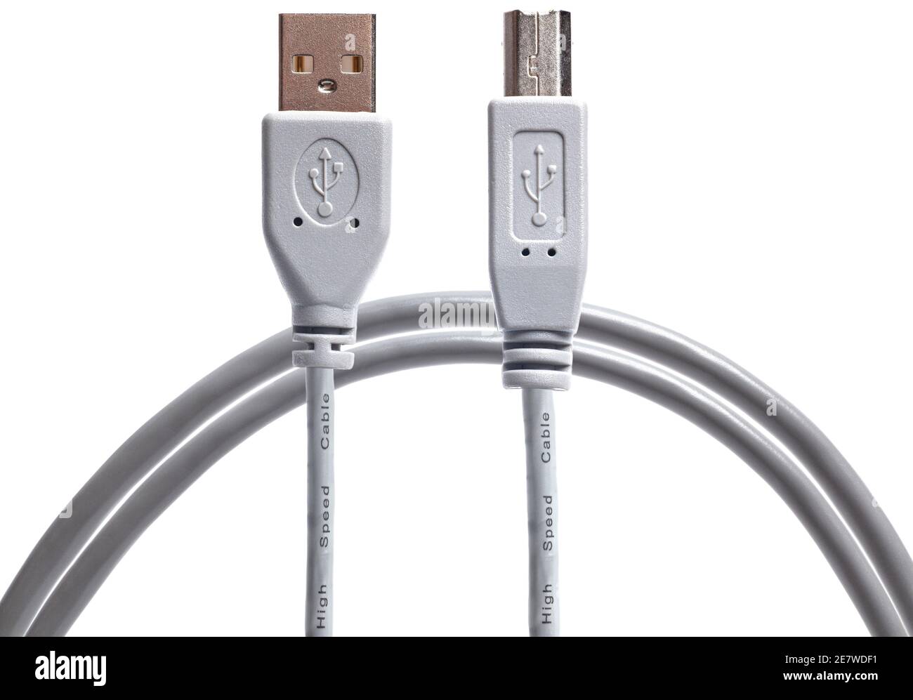 Gray USB cable isolated on white background Stock Photo - Alamy