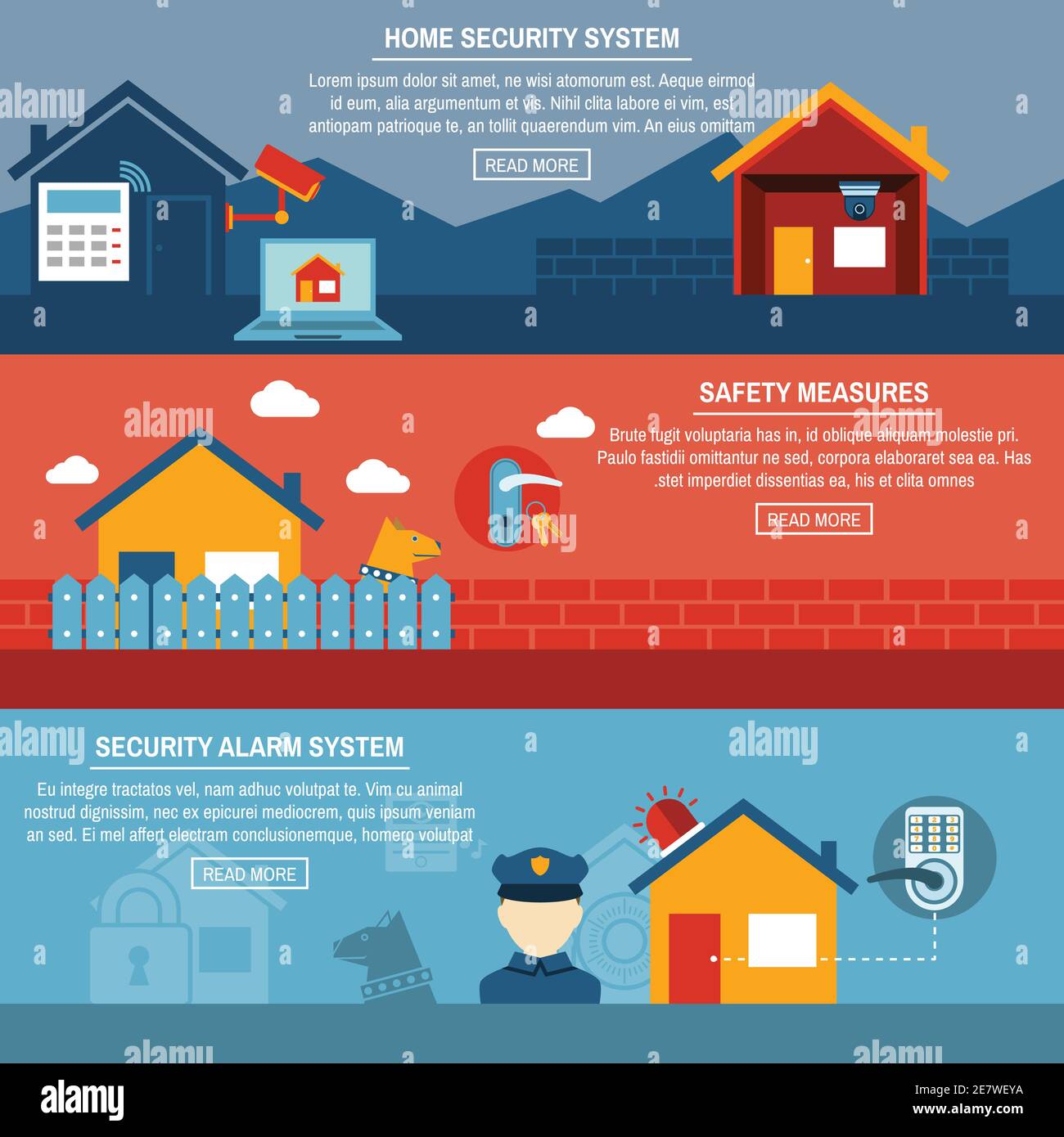 Home security wireless alarm system installation company 3 horizontal ...