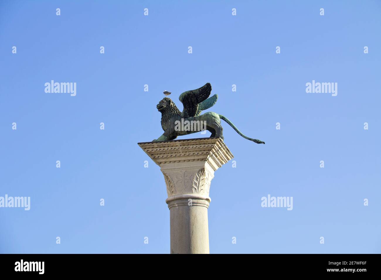 winged Lion marble symbol of the Venetian Republic over the main square ...