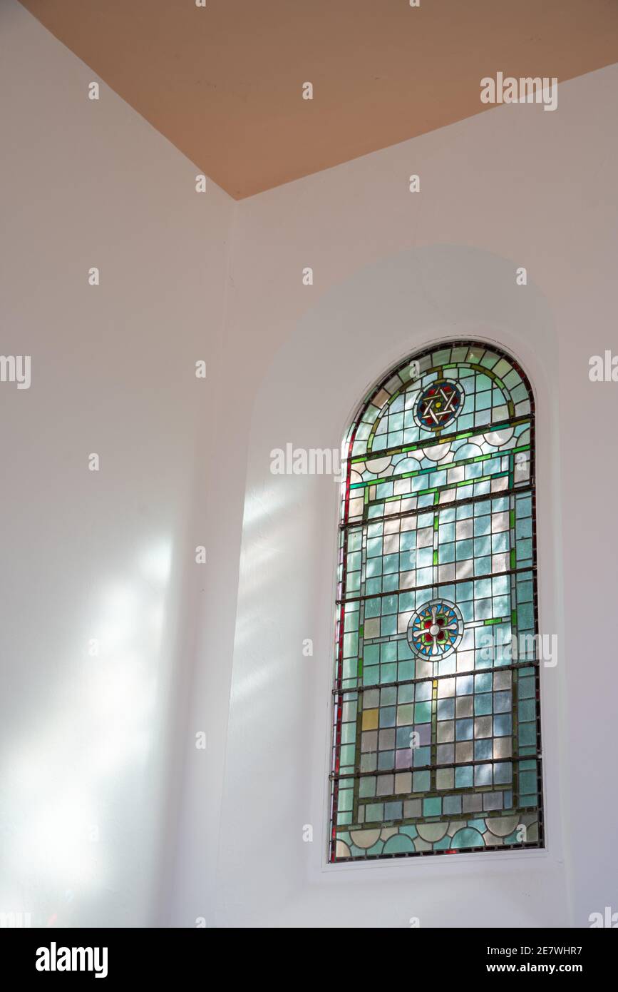 stained glass window inside church Stock Photo - Alamy