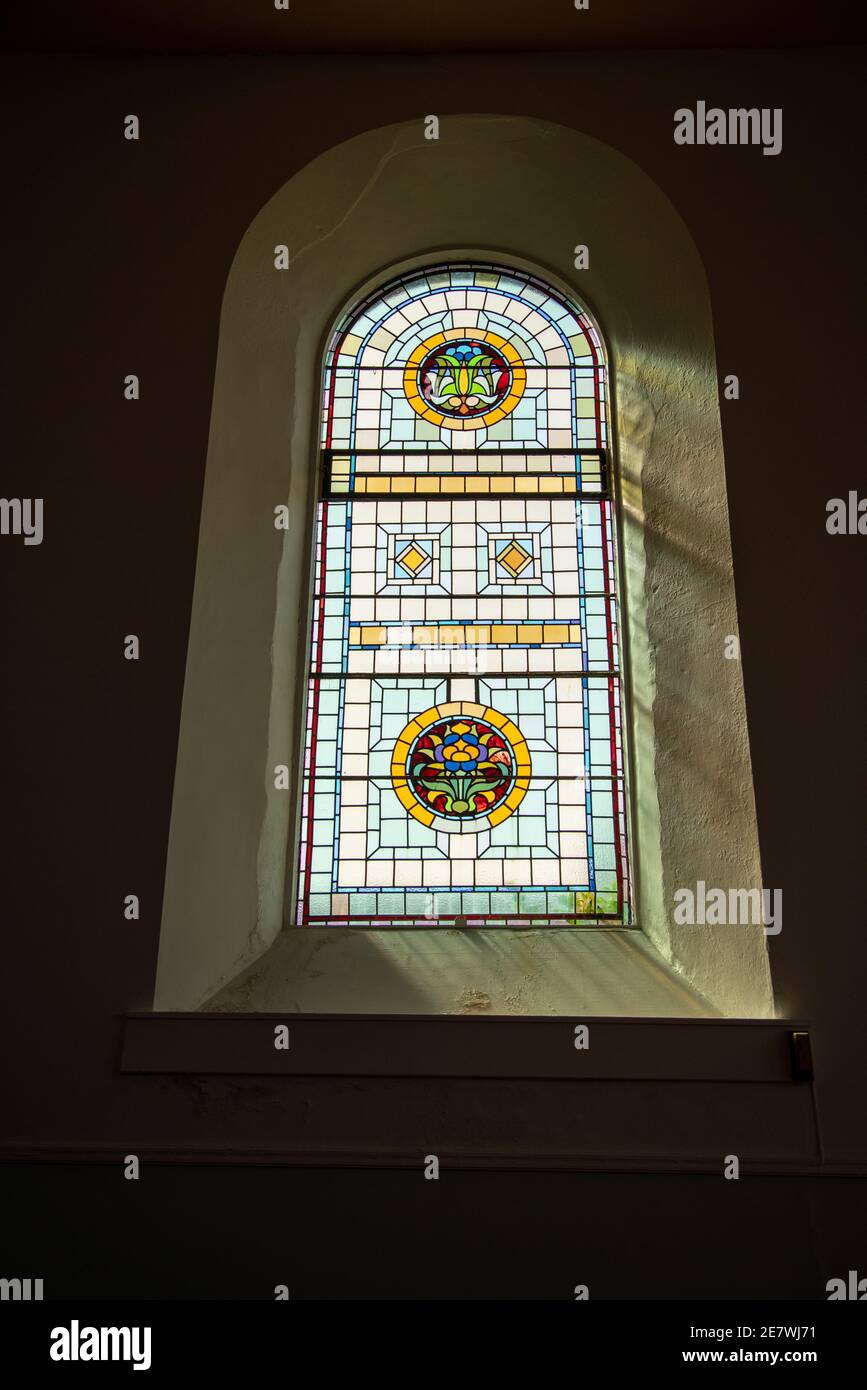 stained glass window inside church Stock Photo - Alamy