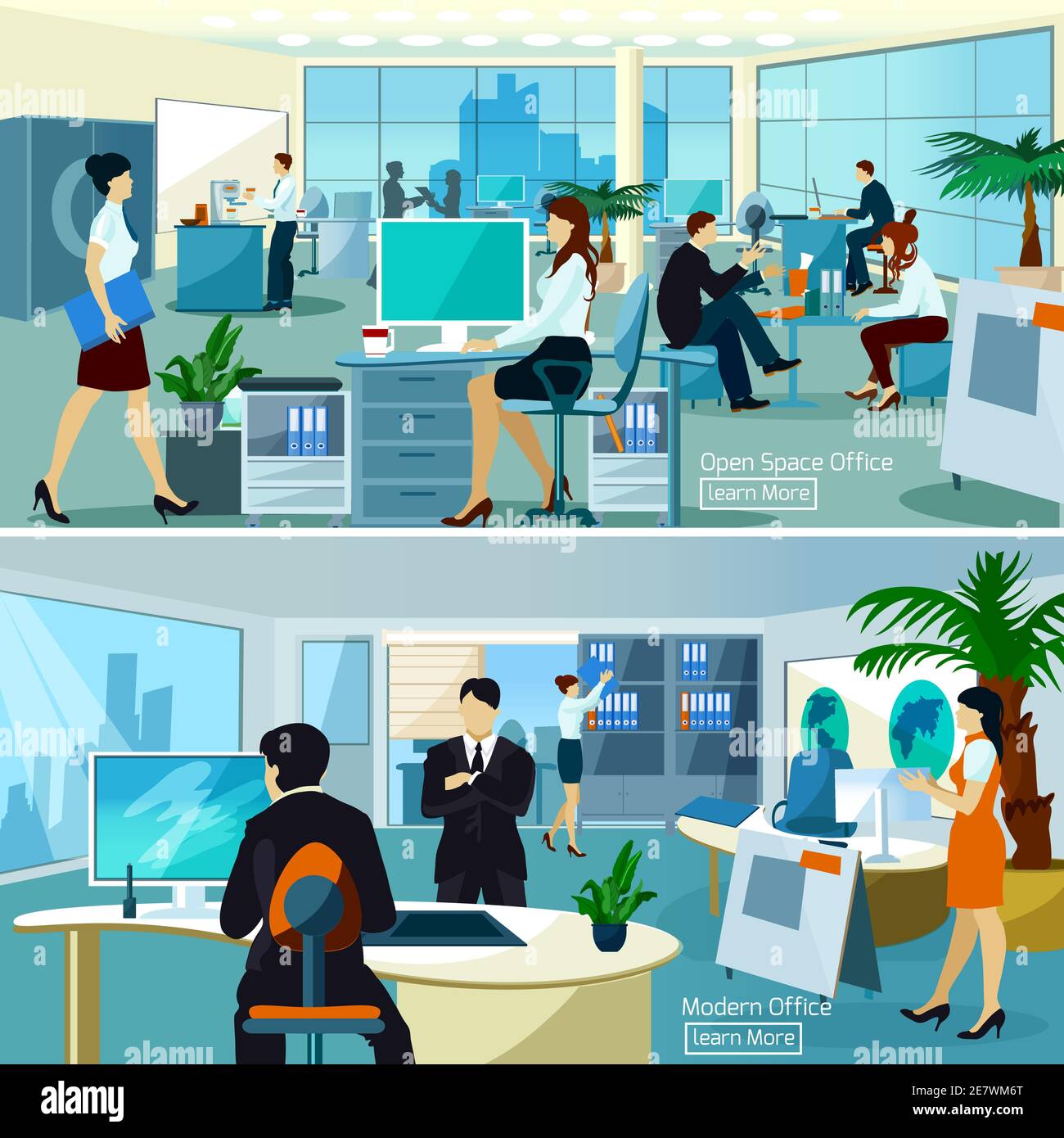 Office busy employees Stock Vector Images - Alamy