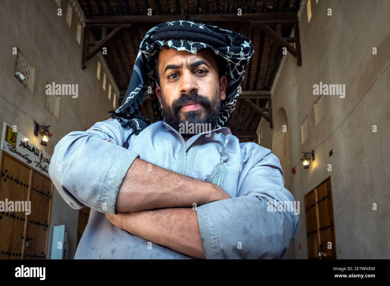 Saudi Arabia men close up portrait in Al Hasa Souq Market inside. Al ...