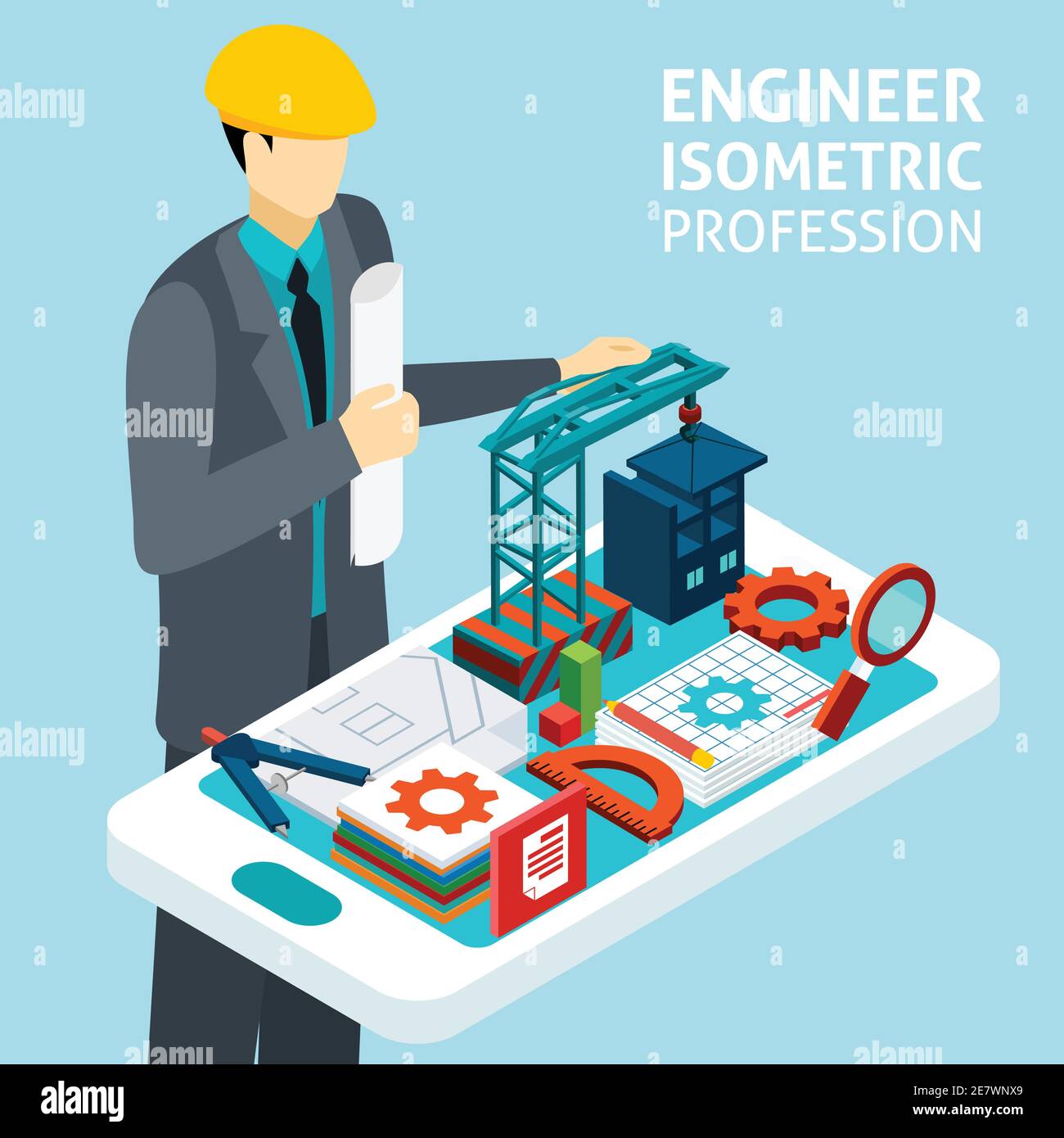 Construction engineer in helmet with architectural buildings model and ...