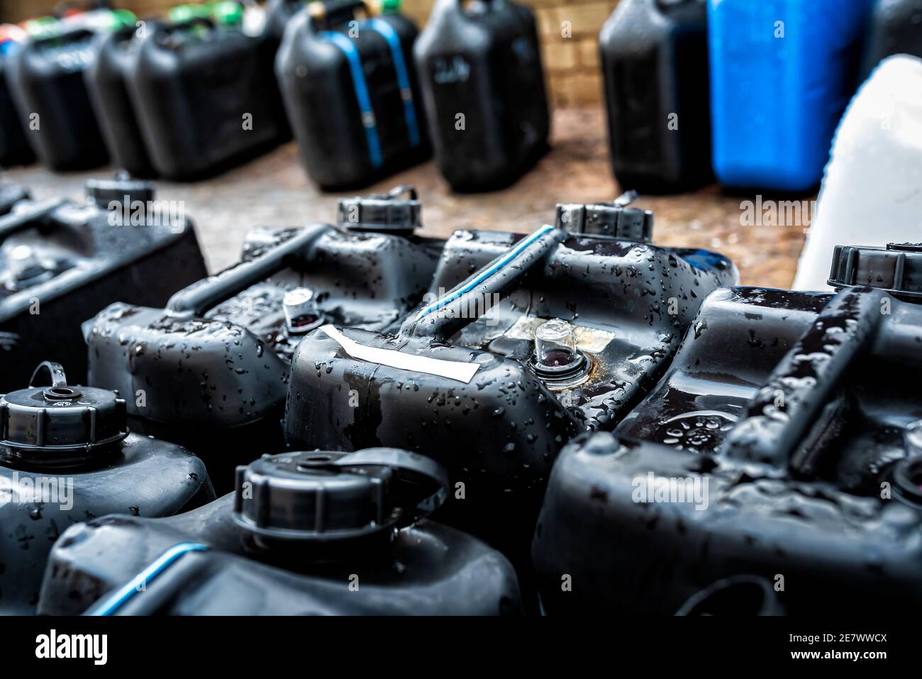 Plastic containers containing chemical waste from laboratories Stock ...