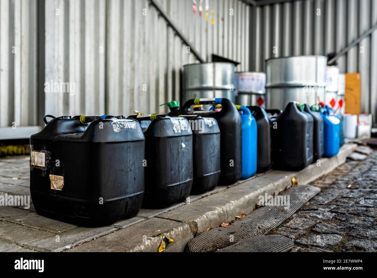 Plastic containers containing chemical waste from laboratories Stock ...