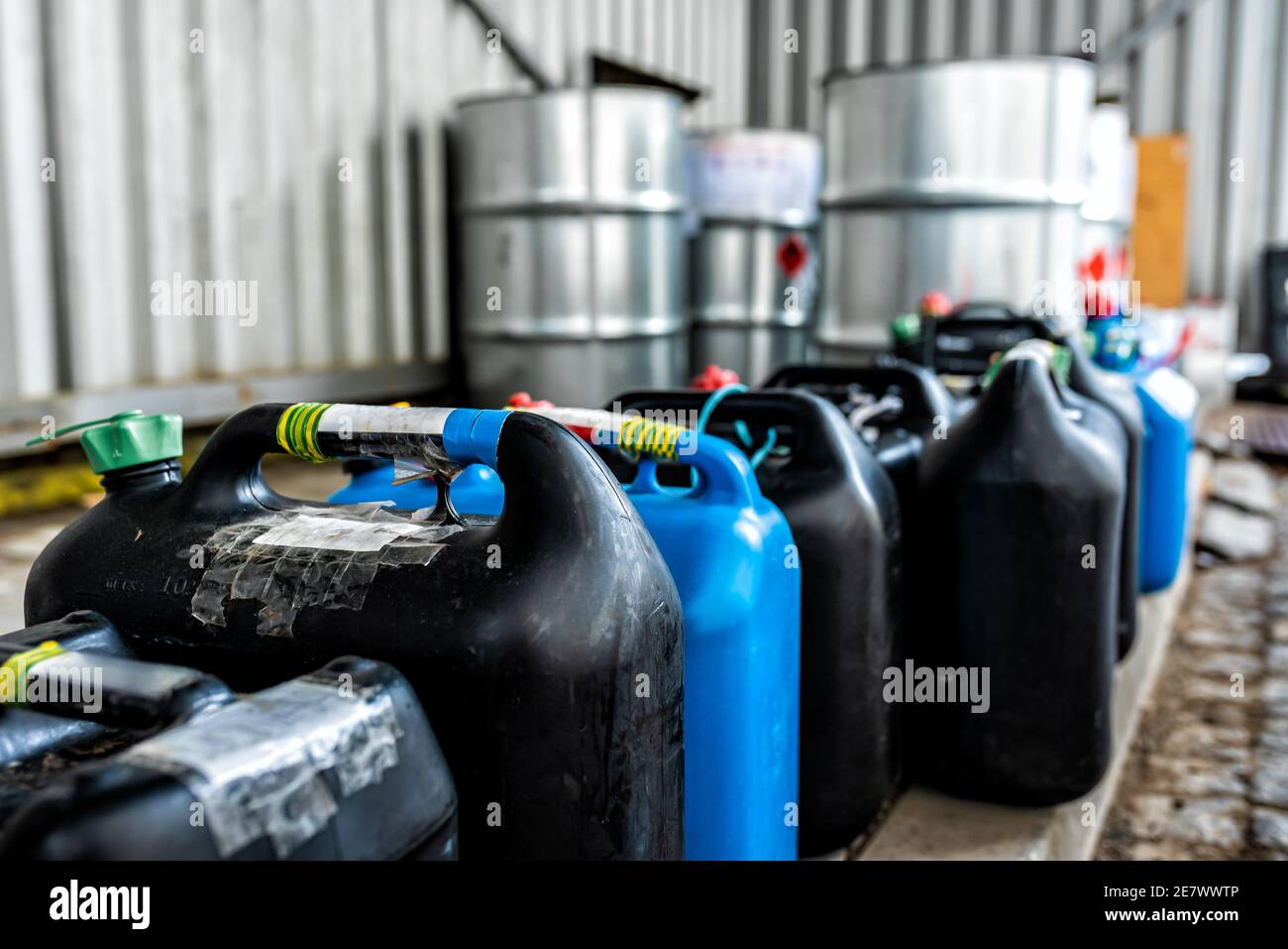Plastic containers containing chemical waste from laboratories Stock ...
