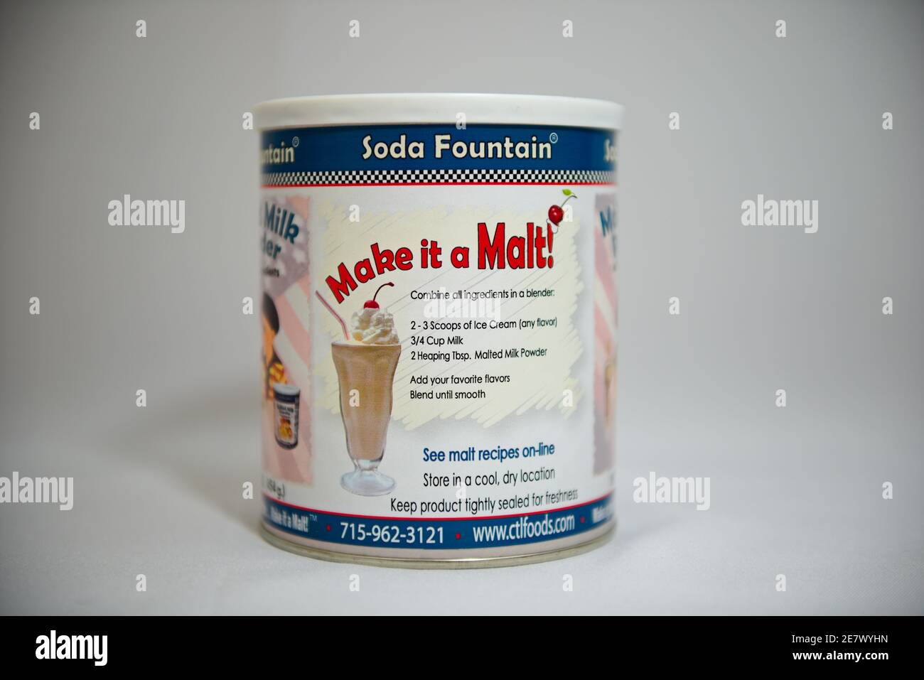 Soda Fountain Malted Milk Powder Stock Photo - Alamy
