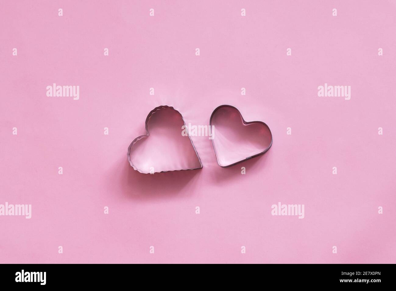 heart shapes on pink background, empty space for text, greeting card ...