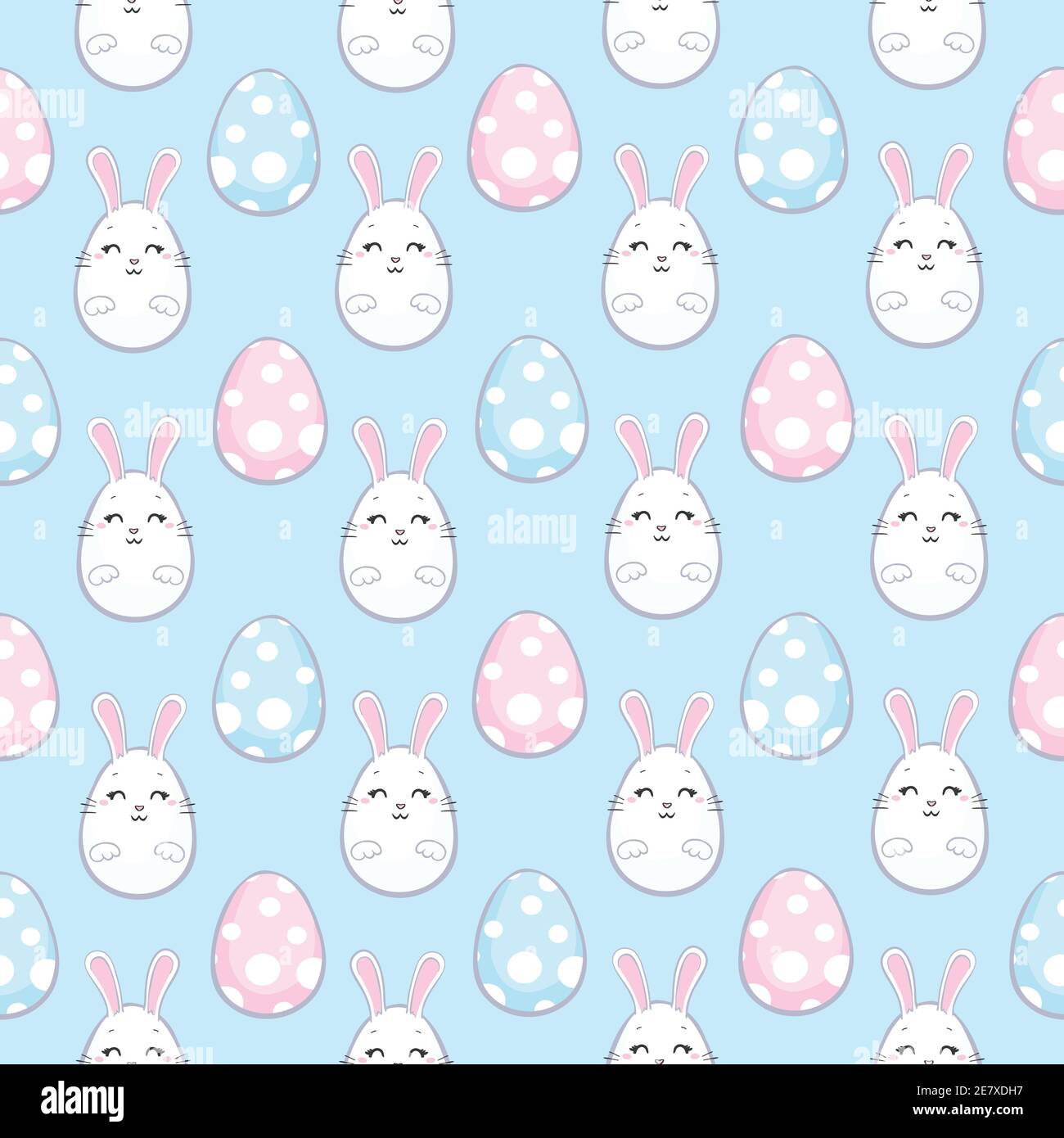 Cute Bunny Rabbit Seamless Pattern Vector Background Stock Vector Image ...