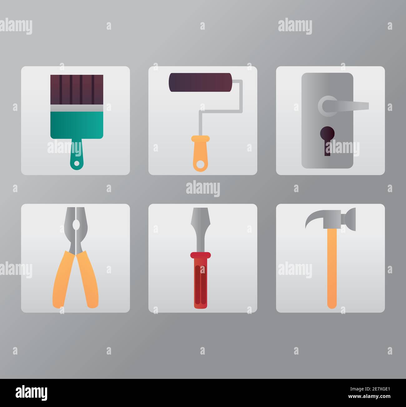 home repair construction renovation tools and equipment icons brush ...