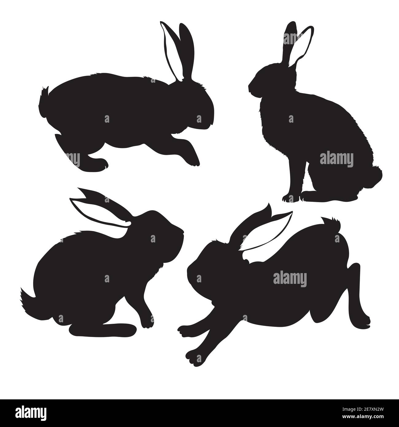 Rabbit animal silhouette, icon, vector rabbit sign symbol on white ...