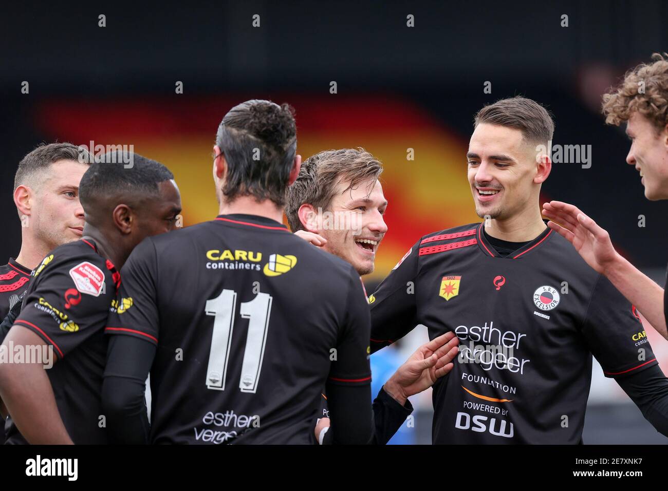 ROTTERDAM, NETHERLANDS - JANUARY 30: L-R: Ahmad Mendes Moreira of SBV Excelsior, Joel Zwarts of ...