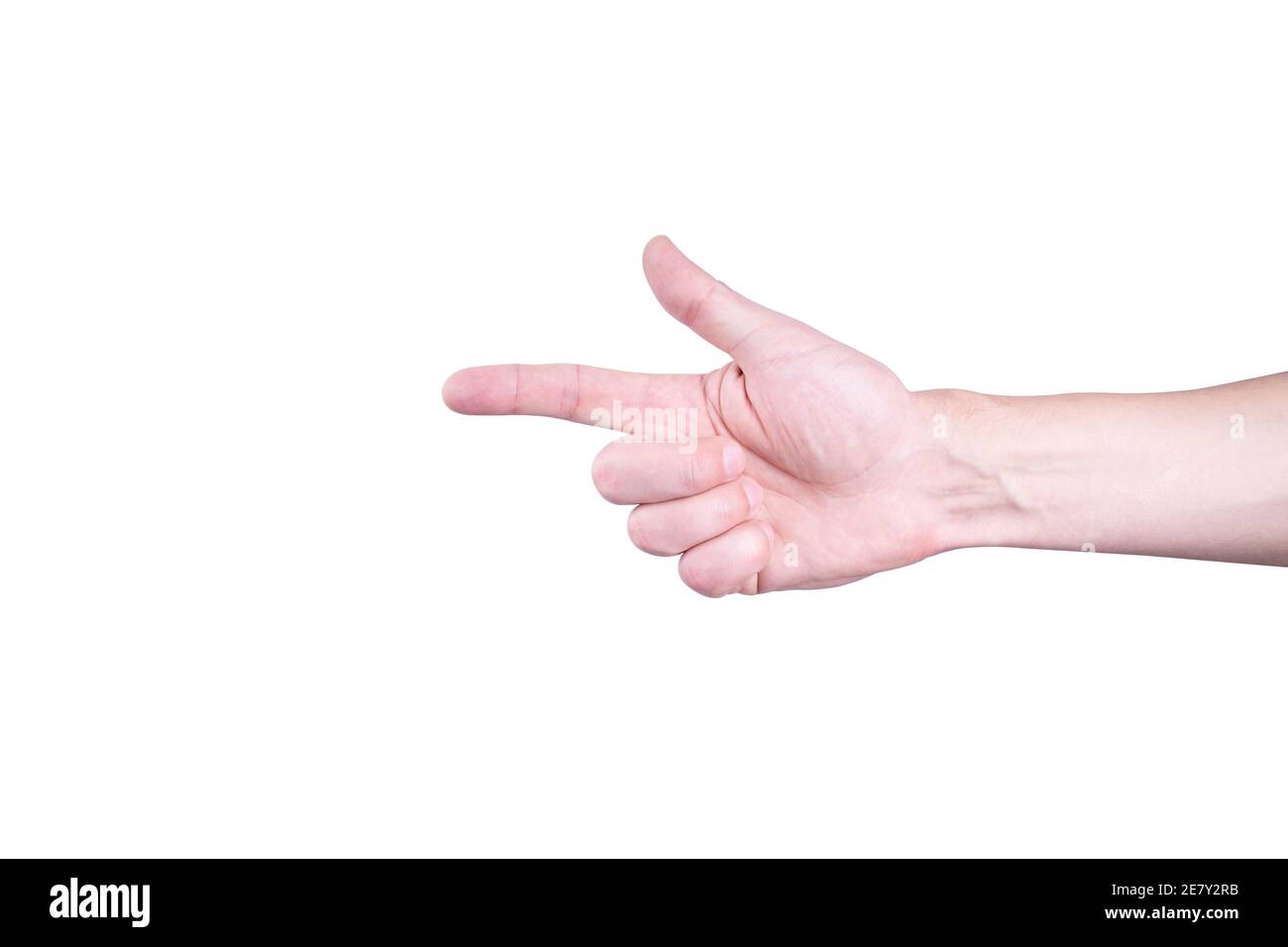 person hand with gun gesture, gun symbol. isolated on white Stock Photo ...