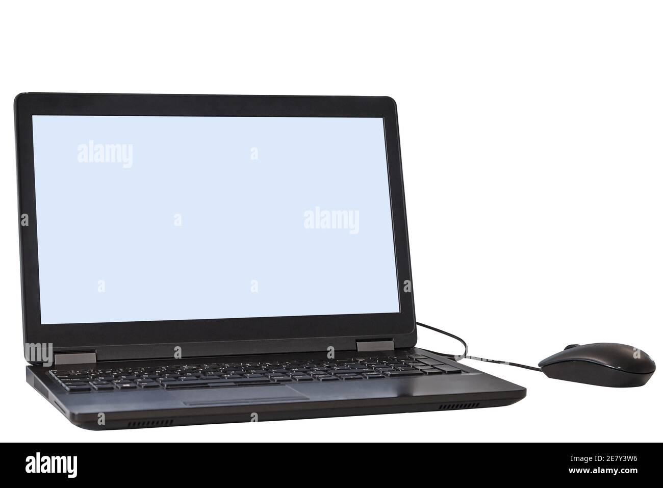 Black pc laptop with his mouse isolated on white with clipping path ...