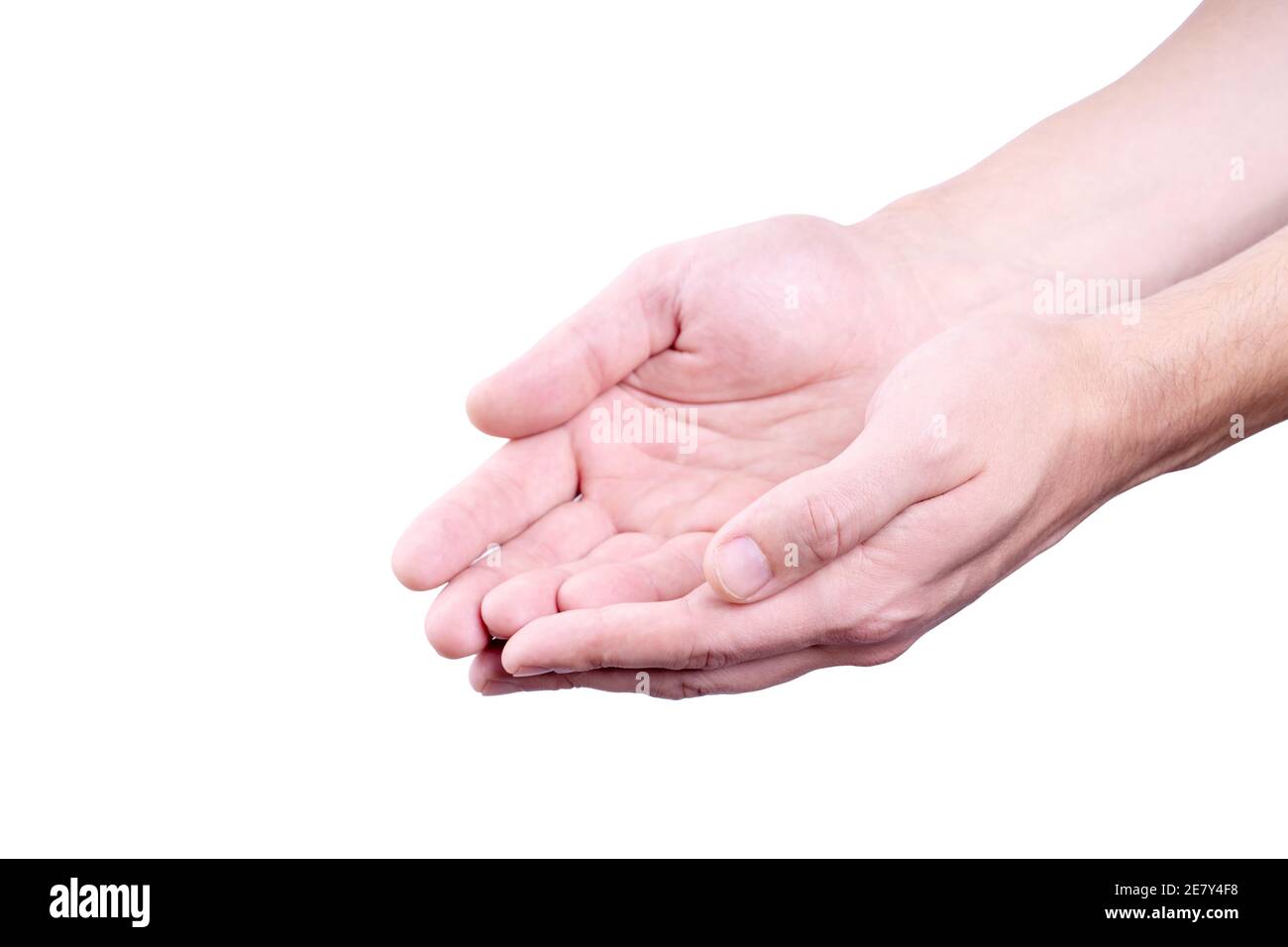 empty person palm hands isolated on white background. gesture for ...