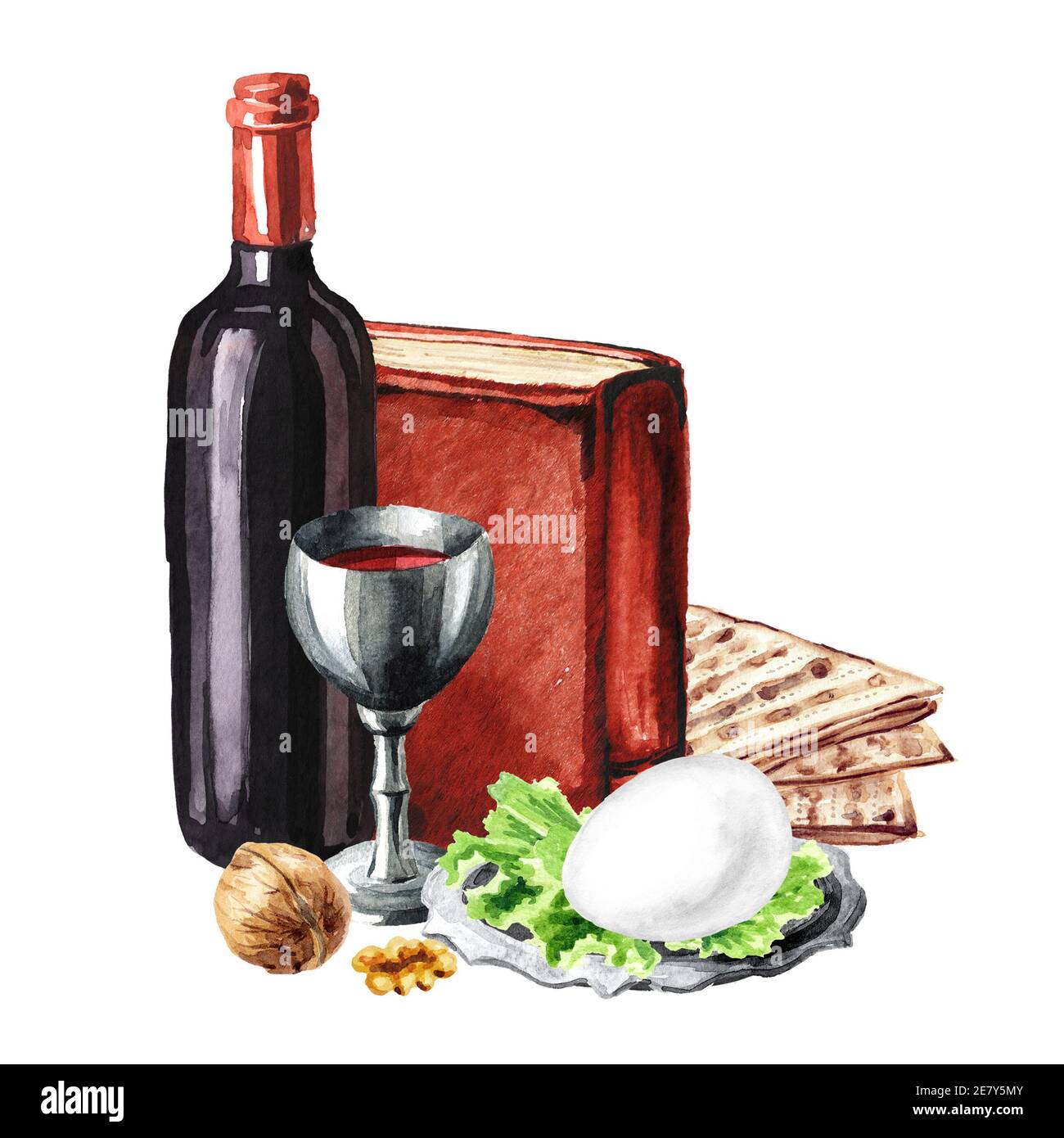Passover seder traditional meal. Pesach card. Concept of jewish ...