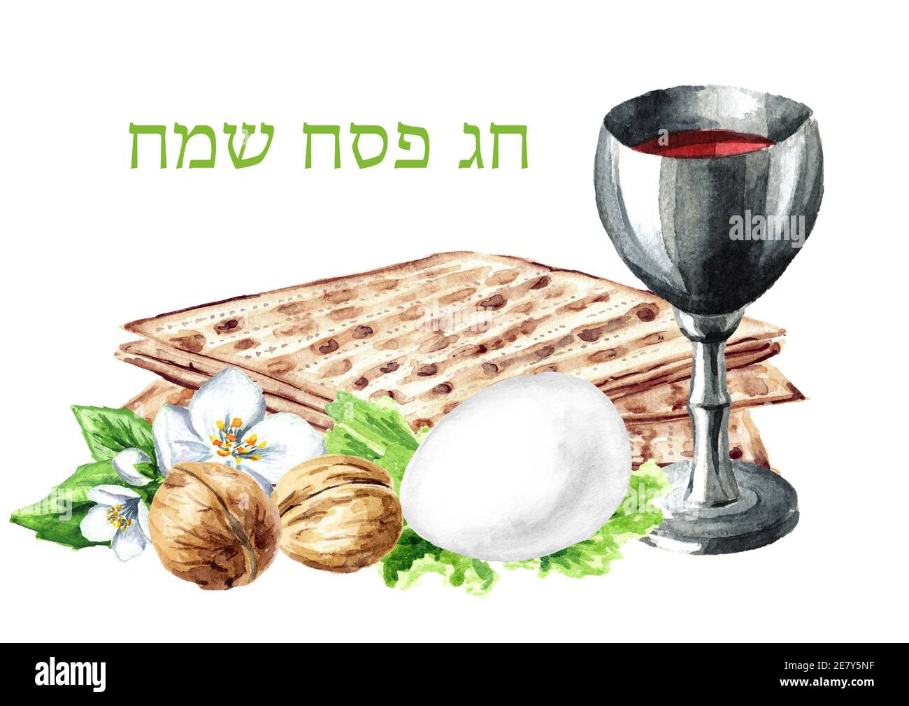 Passover seder traditional meal. Pesach card. Concept of jewish ...