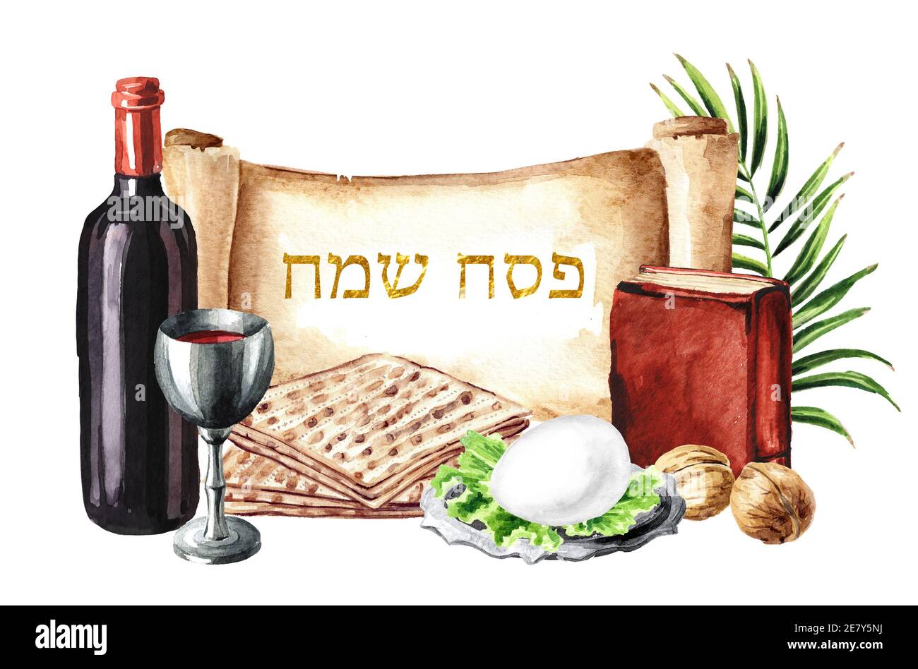 Passover seder traditional meal, Pesach card. Concept of jewish ...