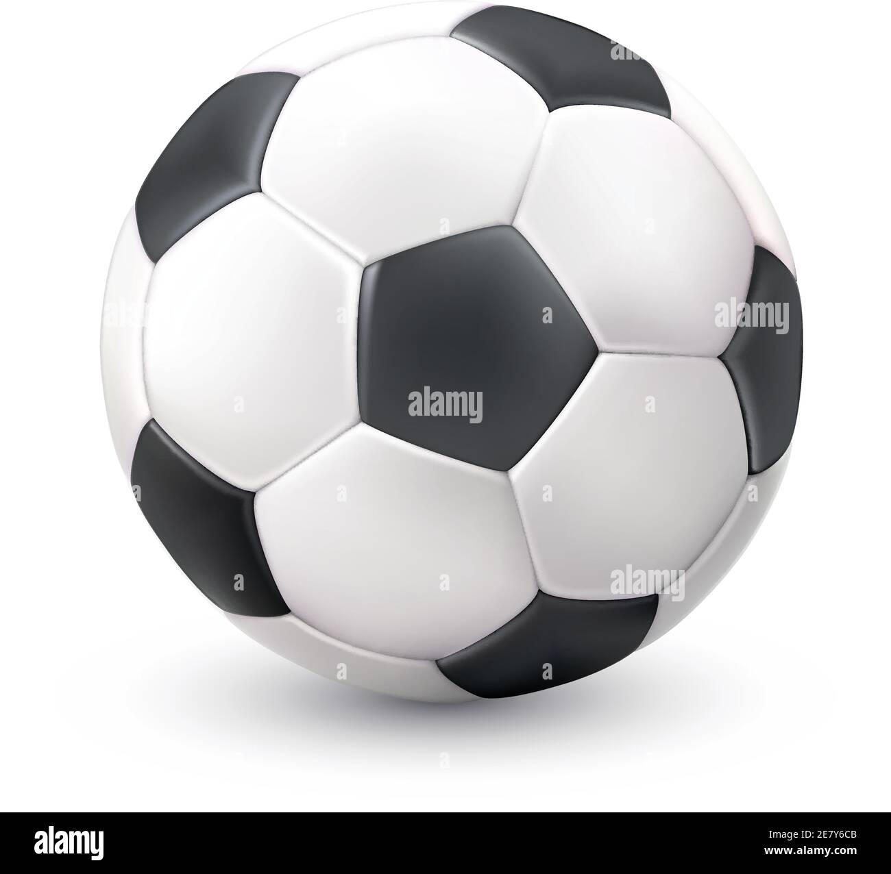 Realistic classic soccer football ball white black image with light ...