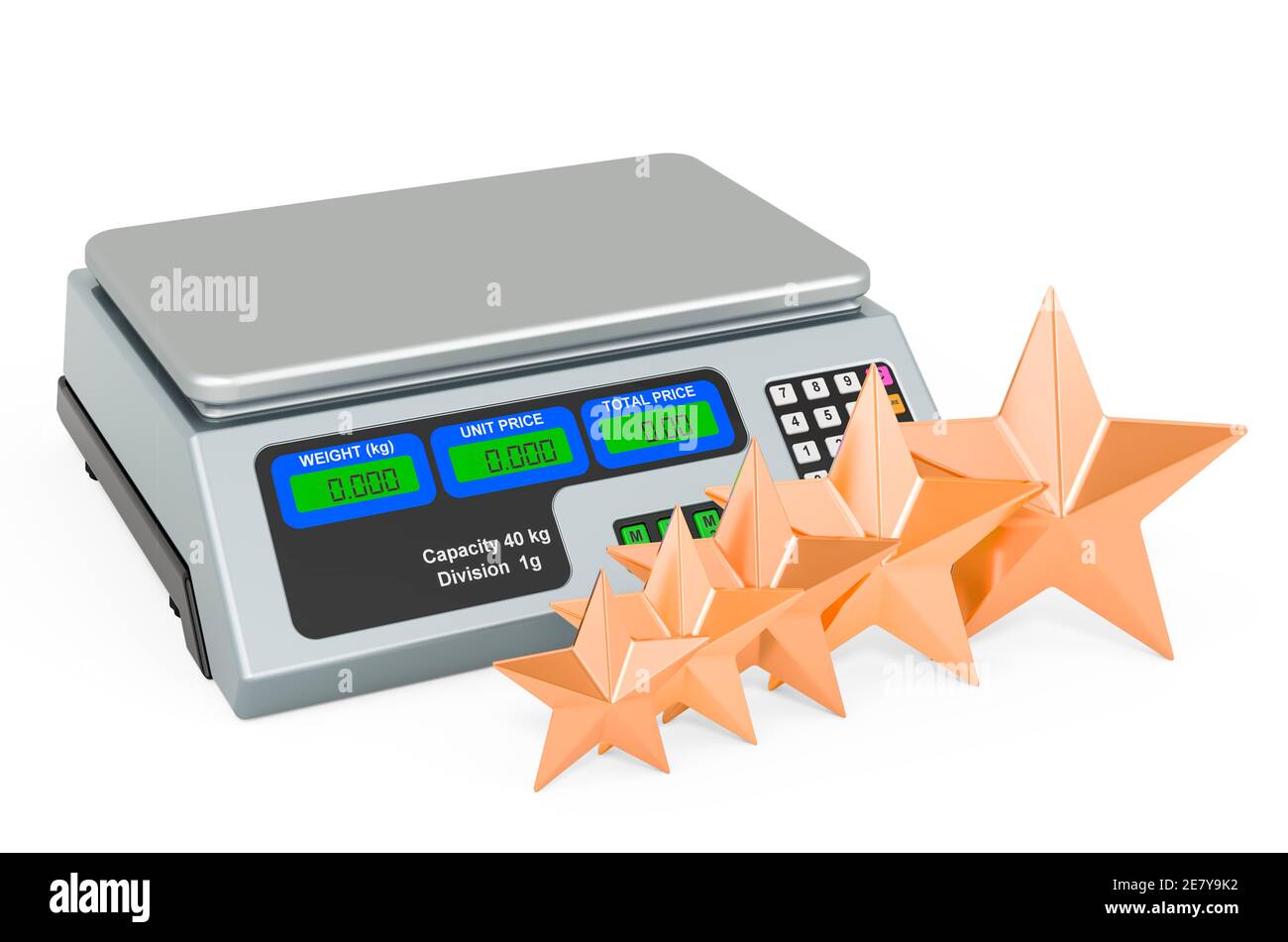 Customer rating of price computing scale. 3D rendering isolated on ...