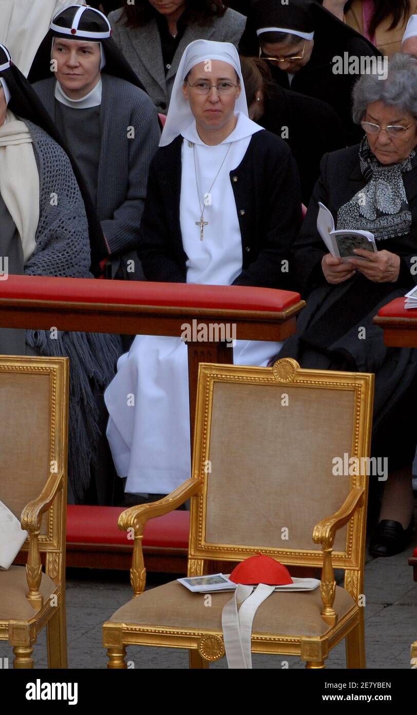 French Sister Marie-Simon-Pierre assist at a mass celebrated by pope ...