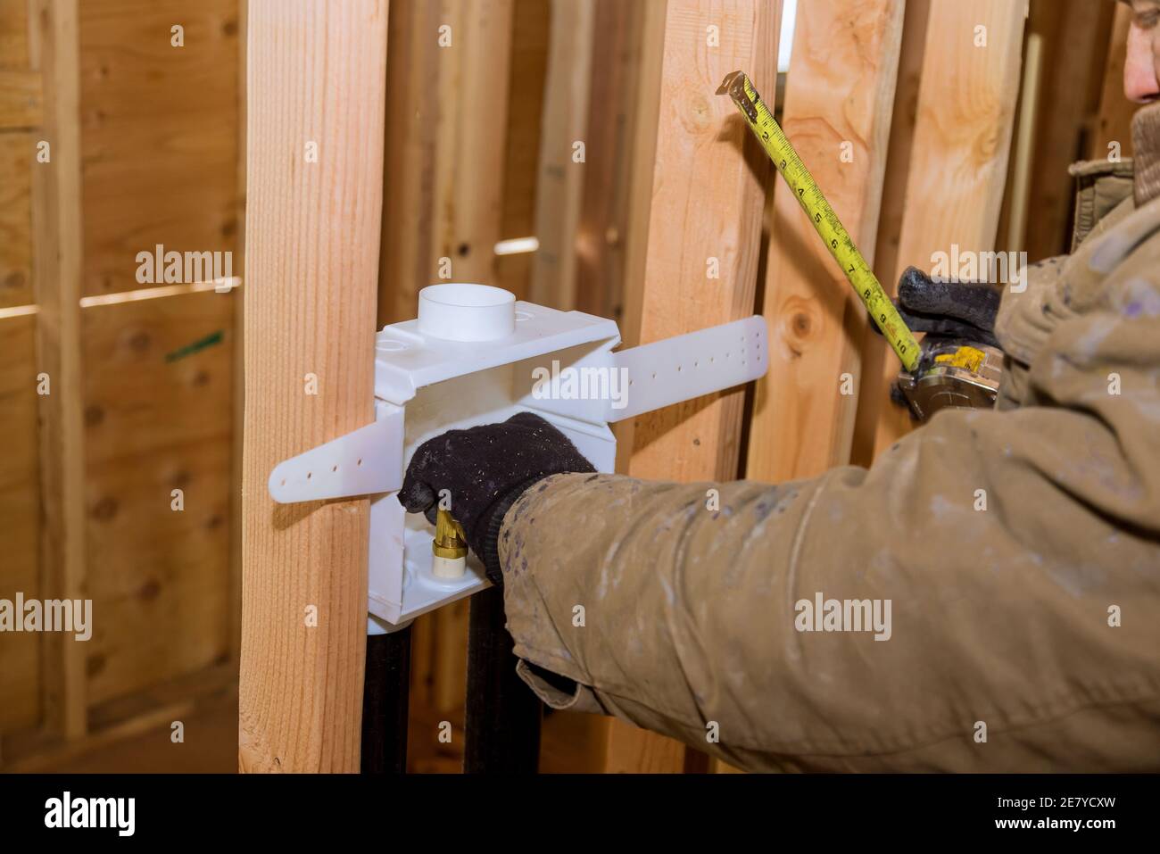 Installation in a new house of a laundry outlet boxes for connection of ...
